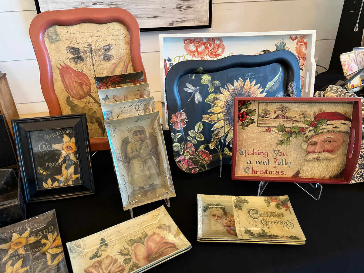 Decoupage glass trays – Thistle & Co
